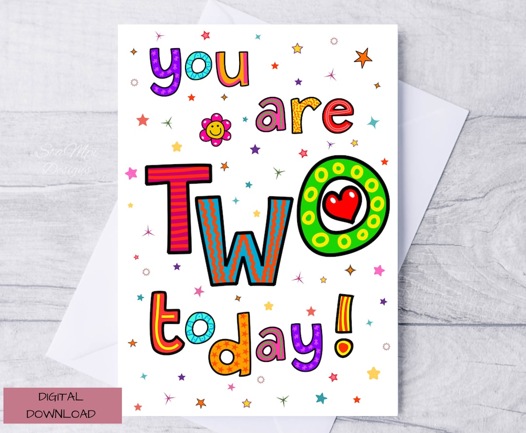 Birthday Card for 2 Year Old, Birthday Two, Second Birthday Card, Happy ...