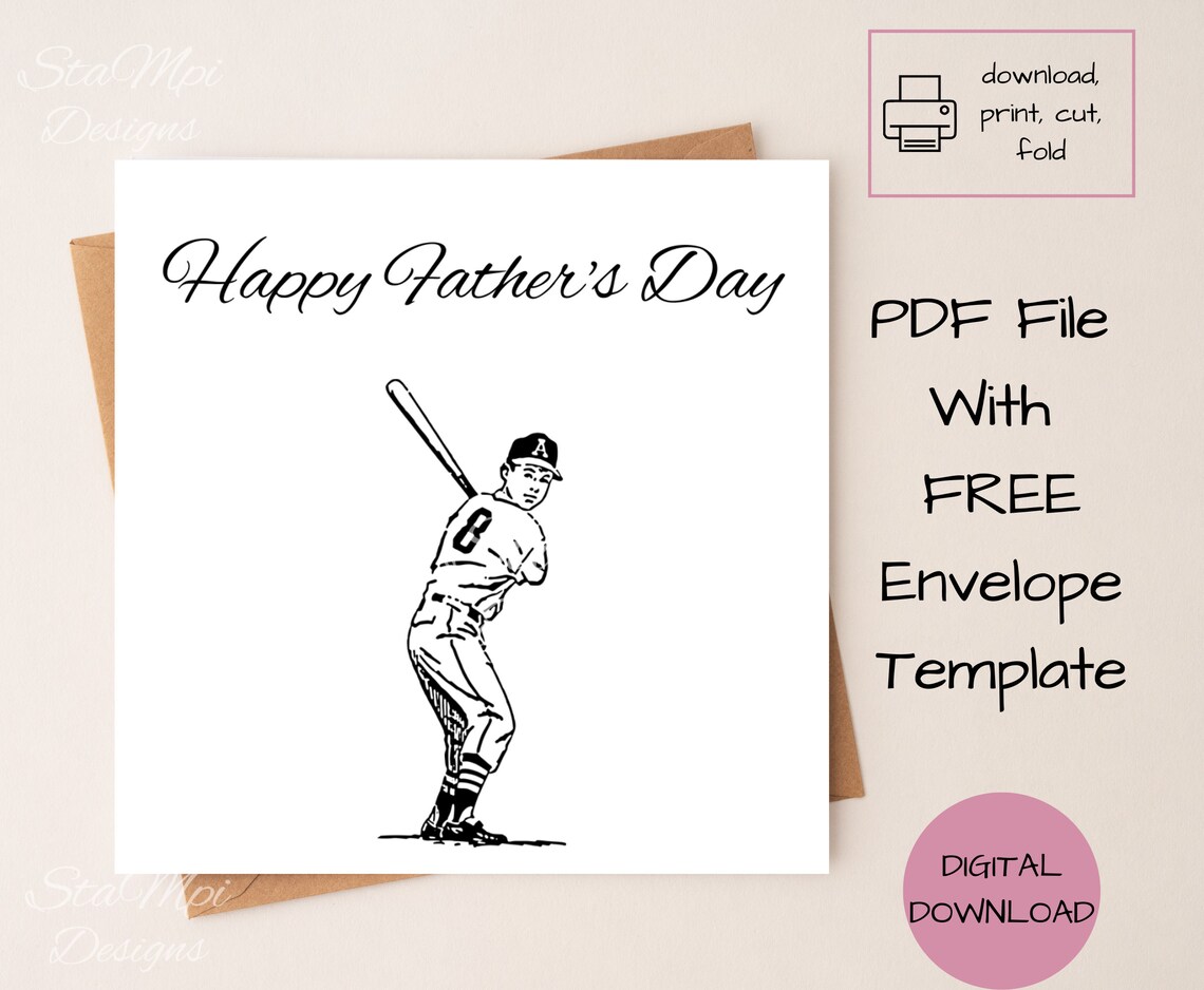 Card for Dad, Father's Day Printable Card With Printable Envelope ...