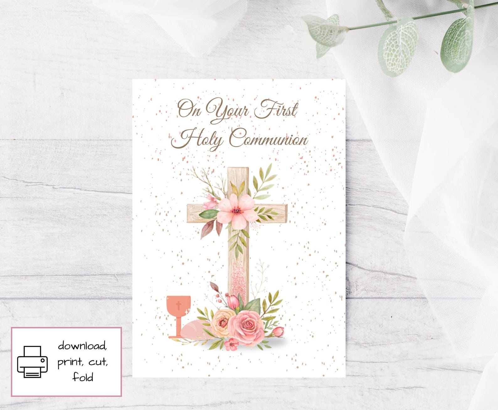 First Holy Communion Printable Card for Girls, 1st. Holy Communion Card ...