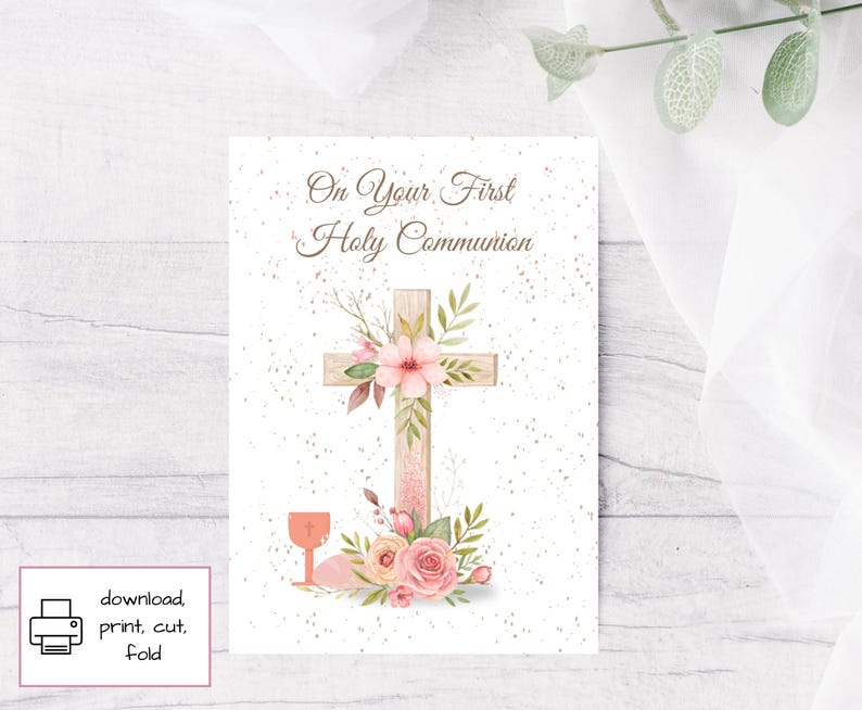 First Holy Communion Printable Card for Girls, 1st. Holy Communion Card ...