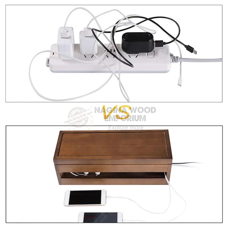 Wooden Cable Management Box: Cord Organizer Storage Box - Etsy
