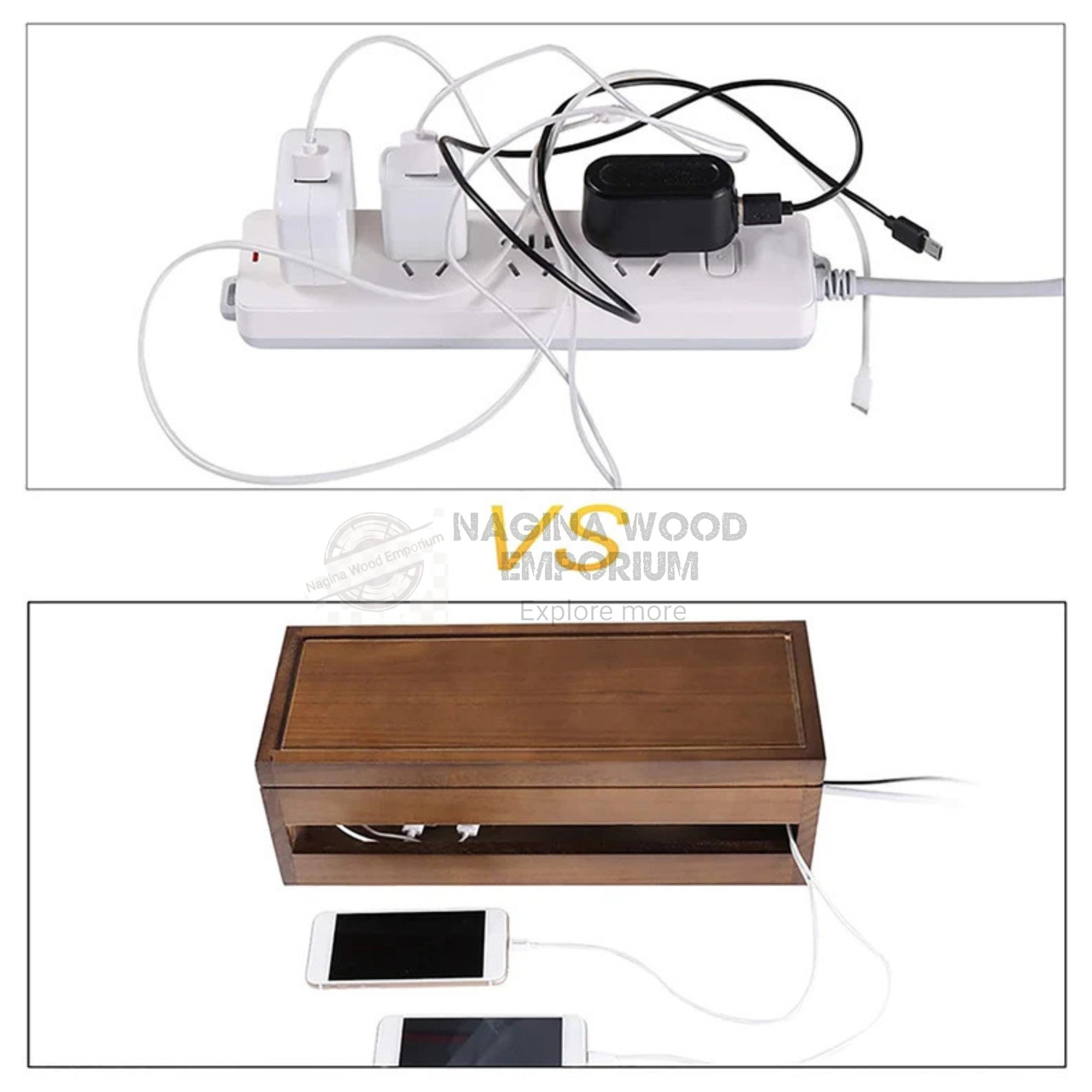 Wooden Cable Management Box: Cord Organizer Storage Box - Etsy