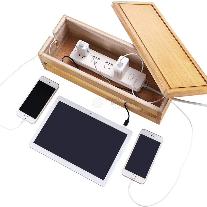 Wooden Cable Management Box: Cord Organizer Storage Box - Etsy