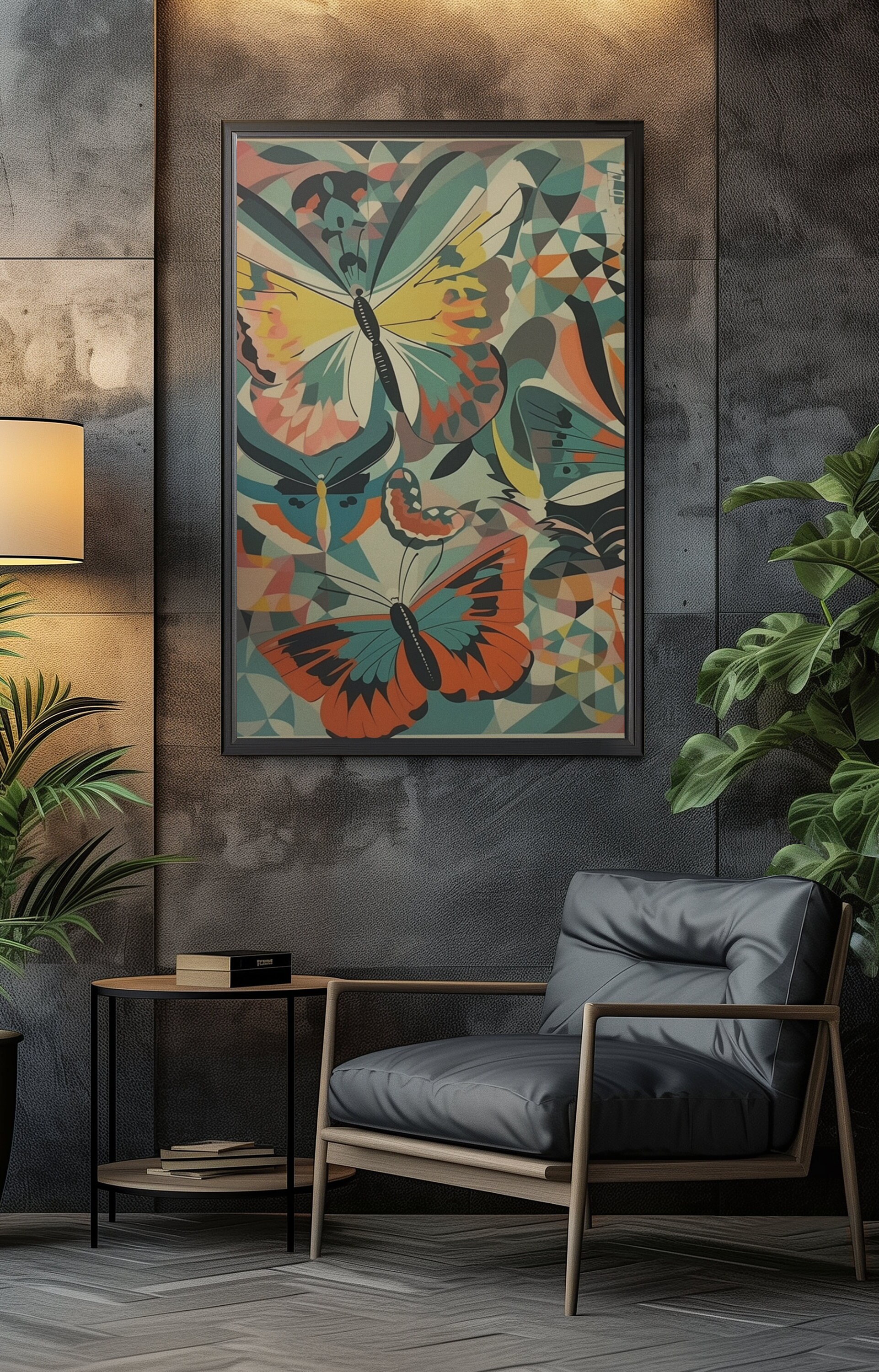 MCM Abstract Butterflies Wall Art Bundle Retro Pastel Mid Century ...