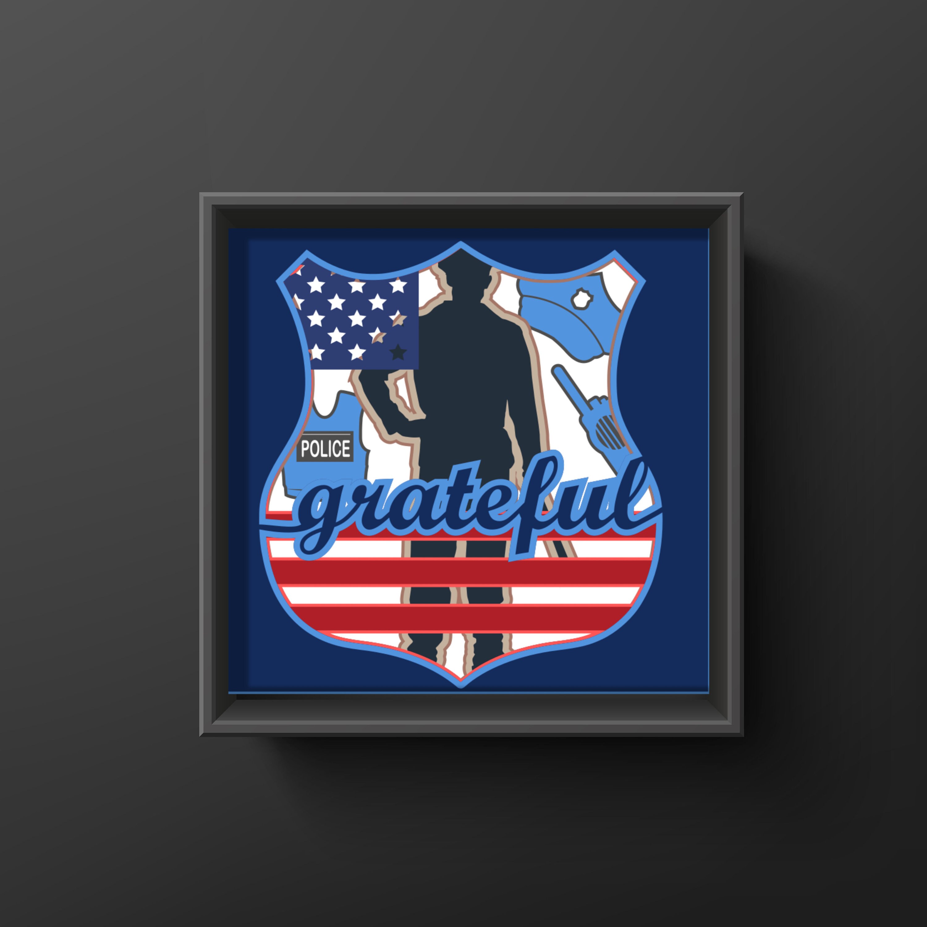 Layered Grateful Police Shadow Box SVG Grateful for Police 3D Svg Png ...