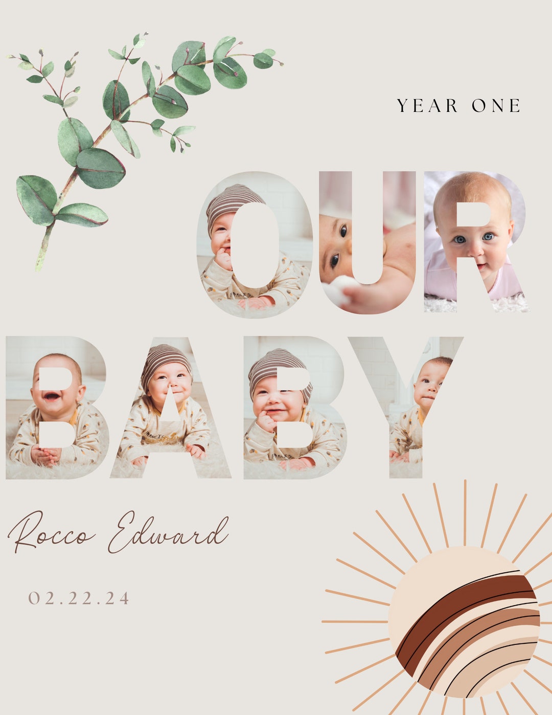 Baby Memory Book Photo Album Personalized Digital First Year Journal ...