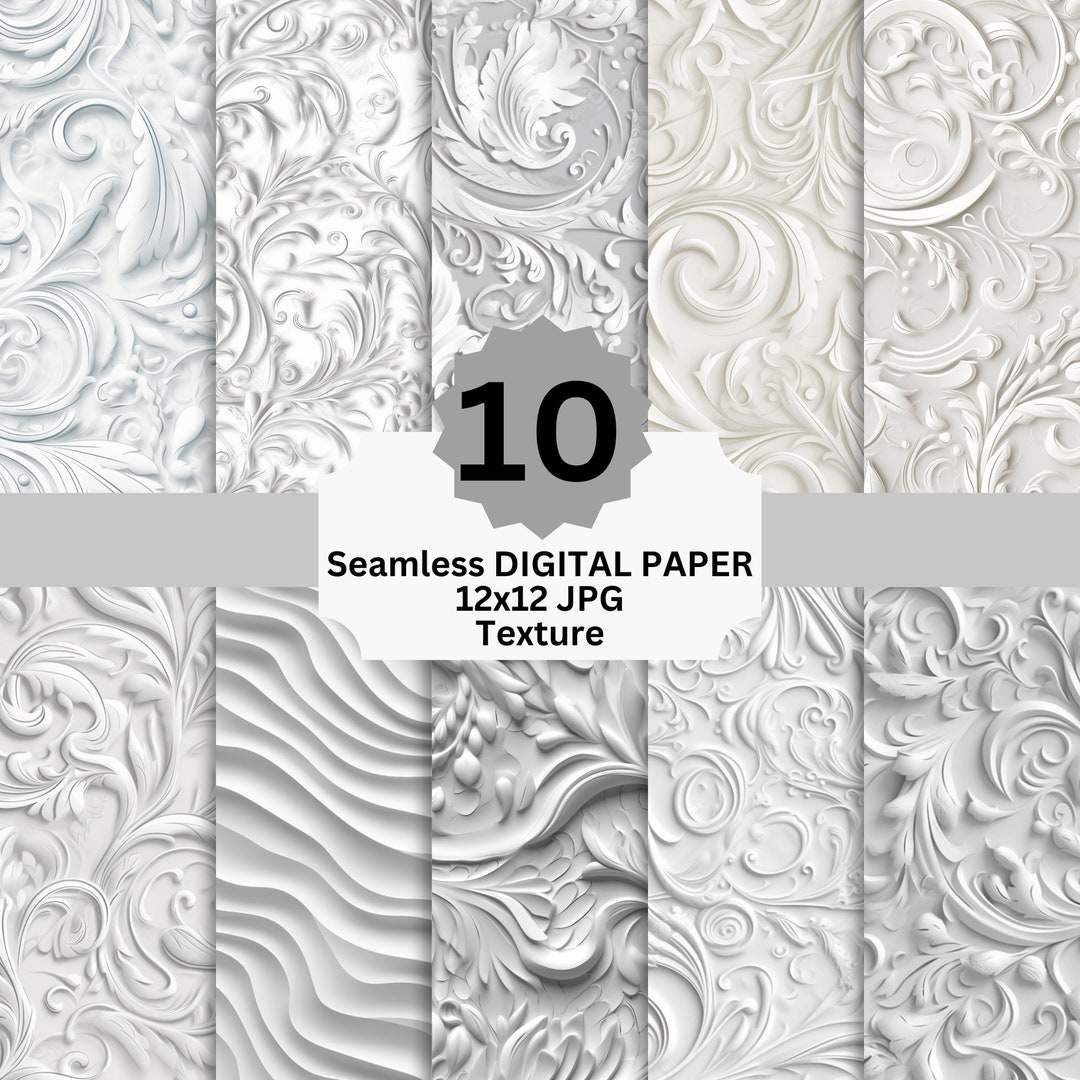 Scrapbook Digital Paper Seamless White Textured Digital Background ...