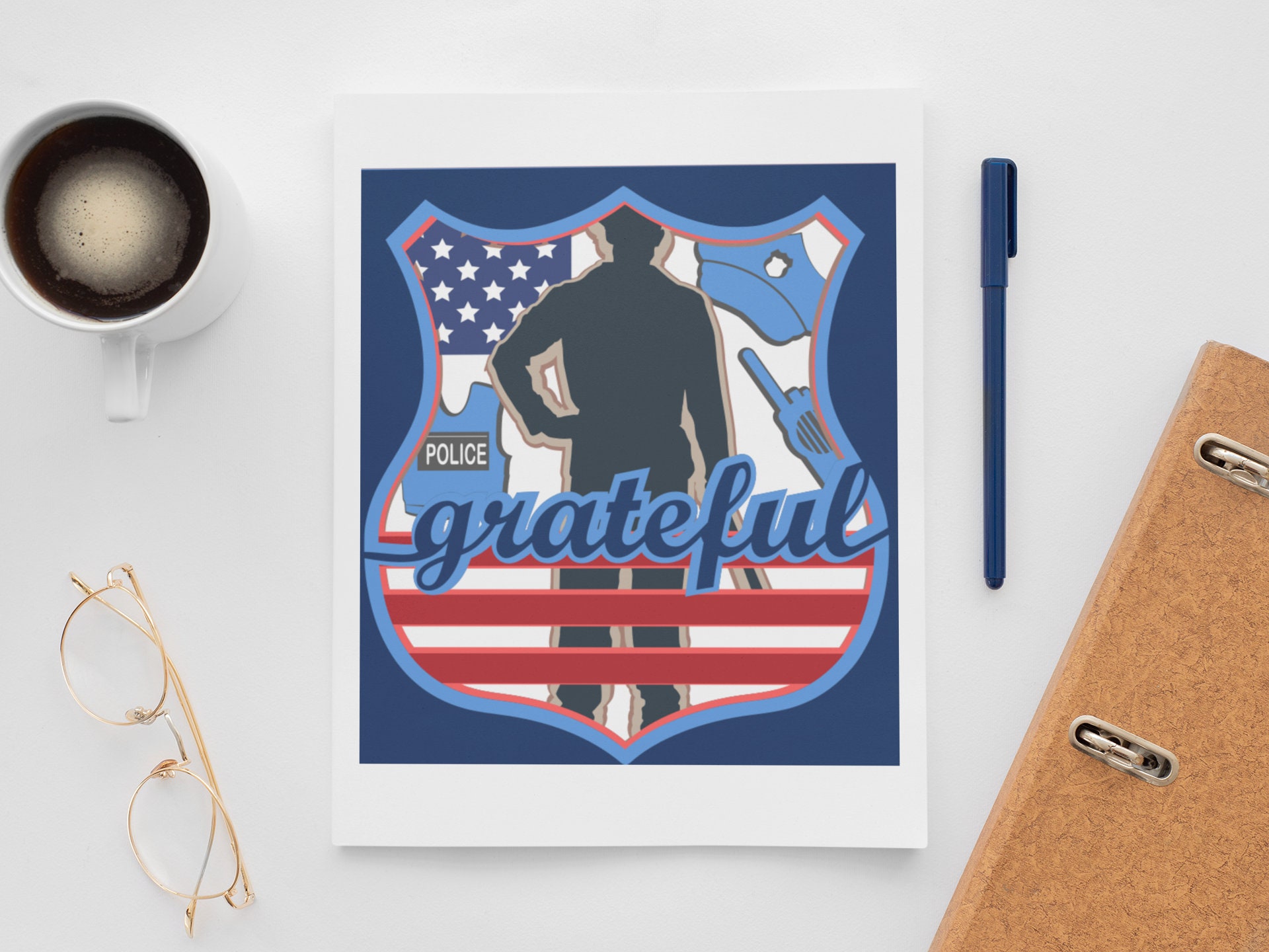 Layered Grateful Police Shadow Box SVG Grateful for Police 3D Svg Png ...