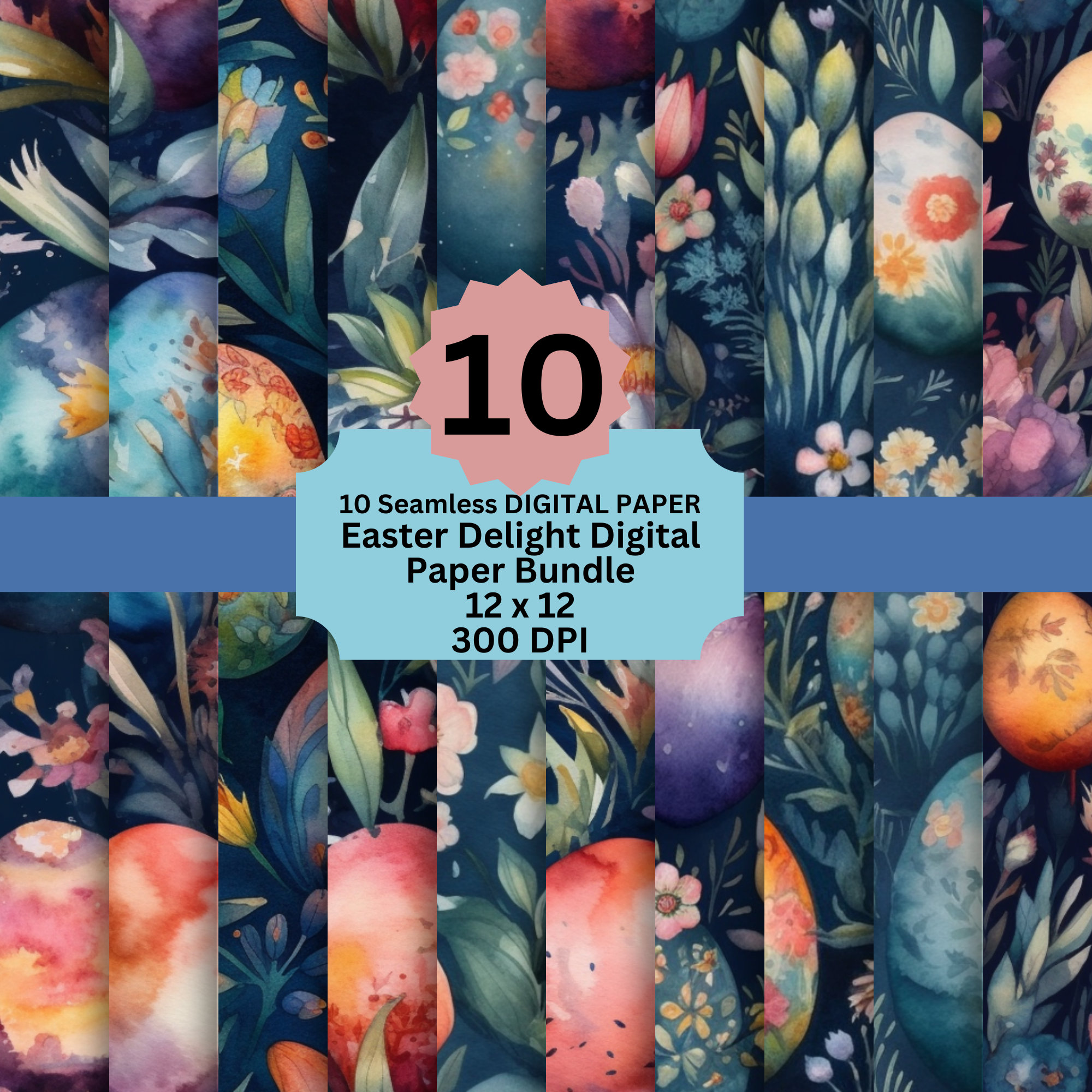 Easter Egg Flower Digital Background Easter Clipart Seamless Digital ...