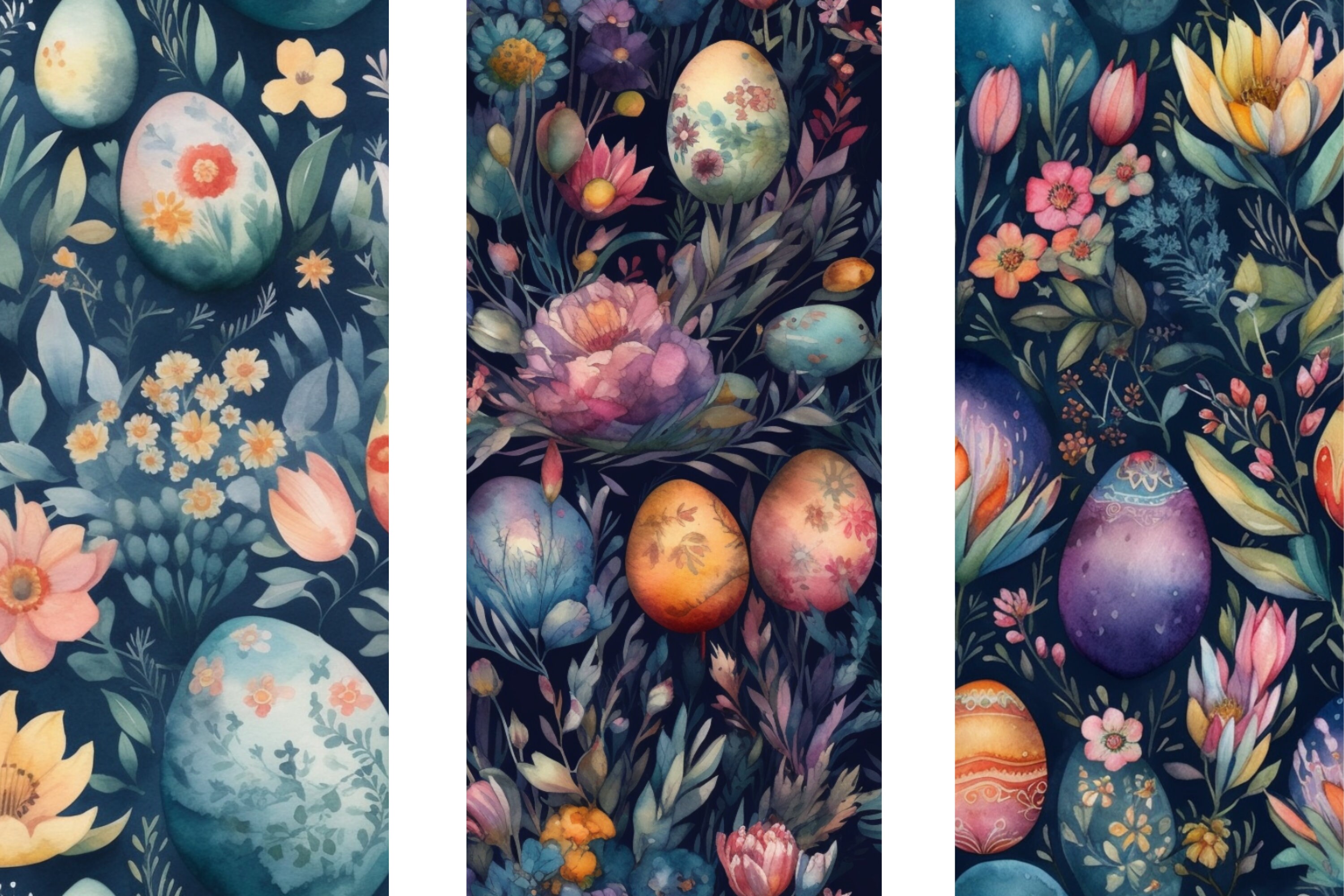 Easter Egg Flower Digital Background Easter Clipart Seamless Digital ...