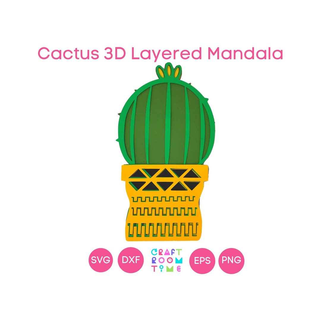 Cactus 3d Layered Mandala V2 Svg Dxf Eps Png - Etsy