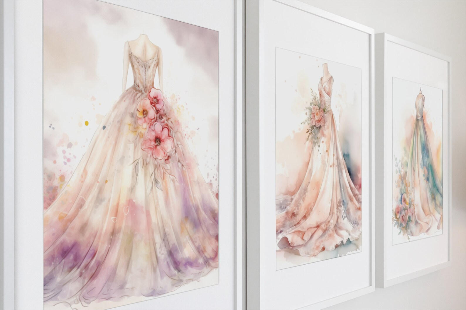 Scrapbook Digital Watercolor Wedding Dress Digital Background Wedding ...