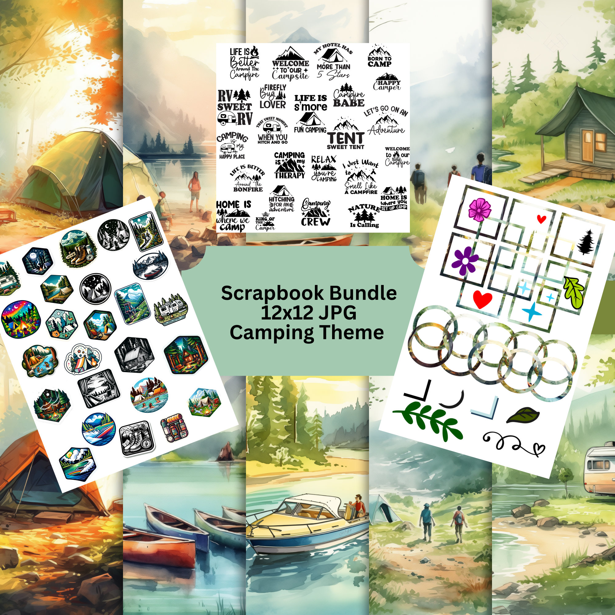 Digital Camping Scrapbook Bundle Family Reunion Camping Trip Stickers ...