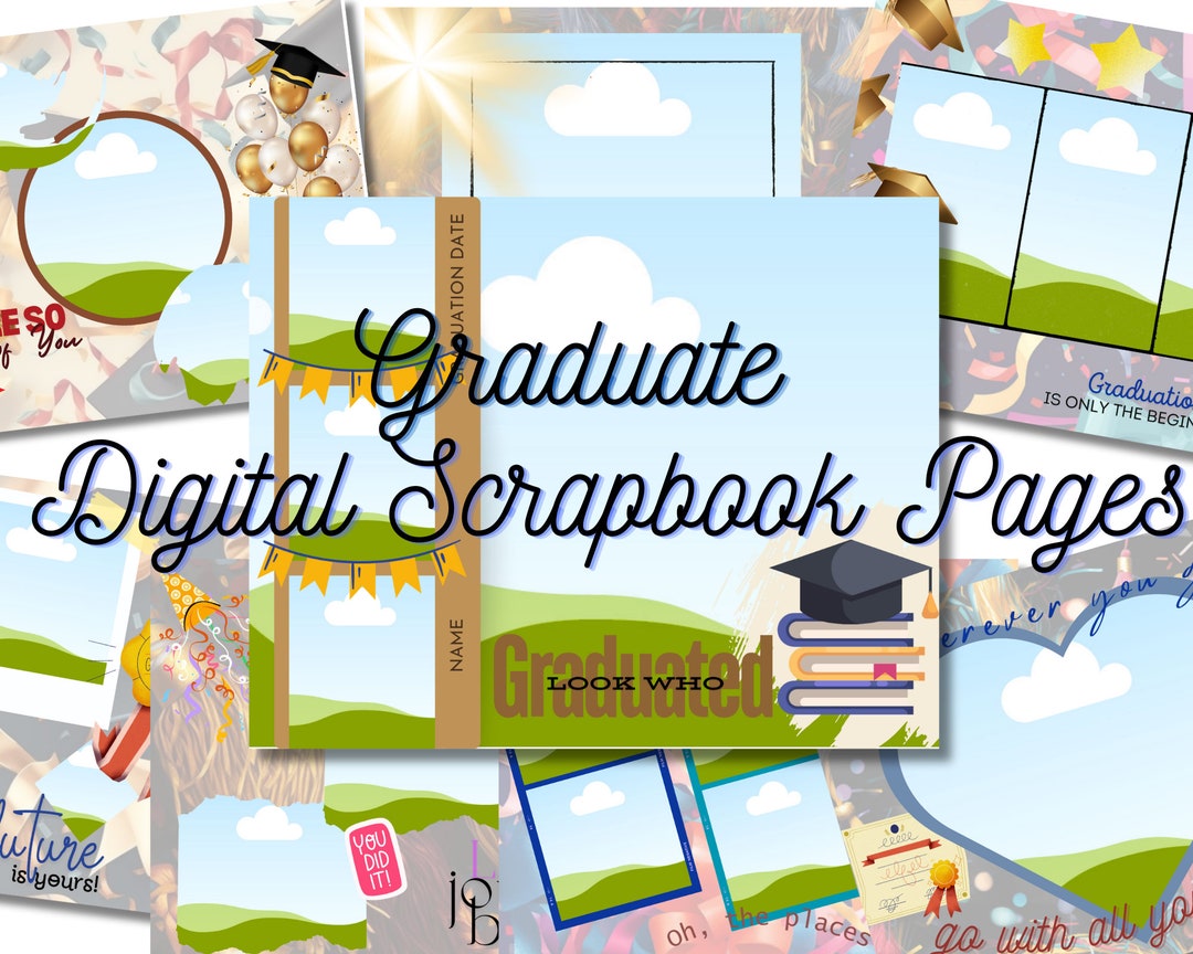 Graduate Digital Scrapbook Template Graduation Scrapbook Bundle Canva ...