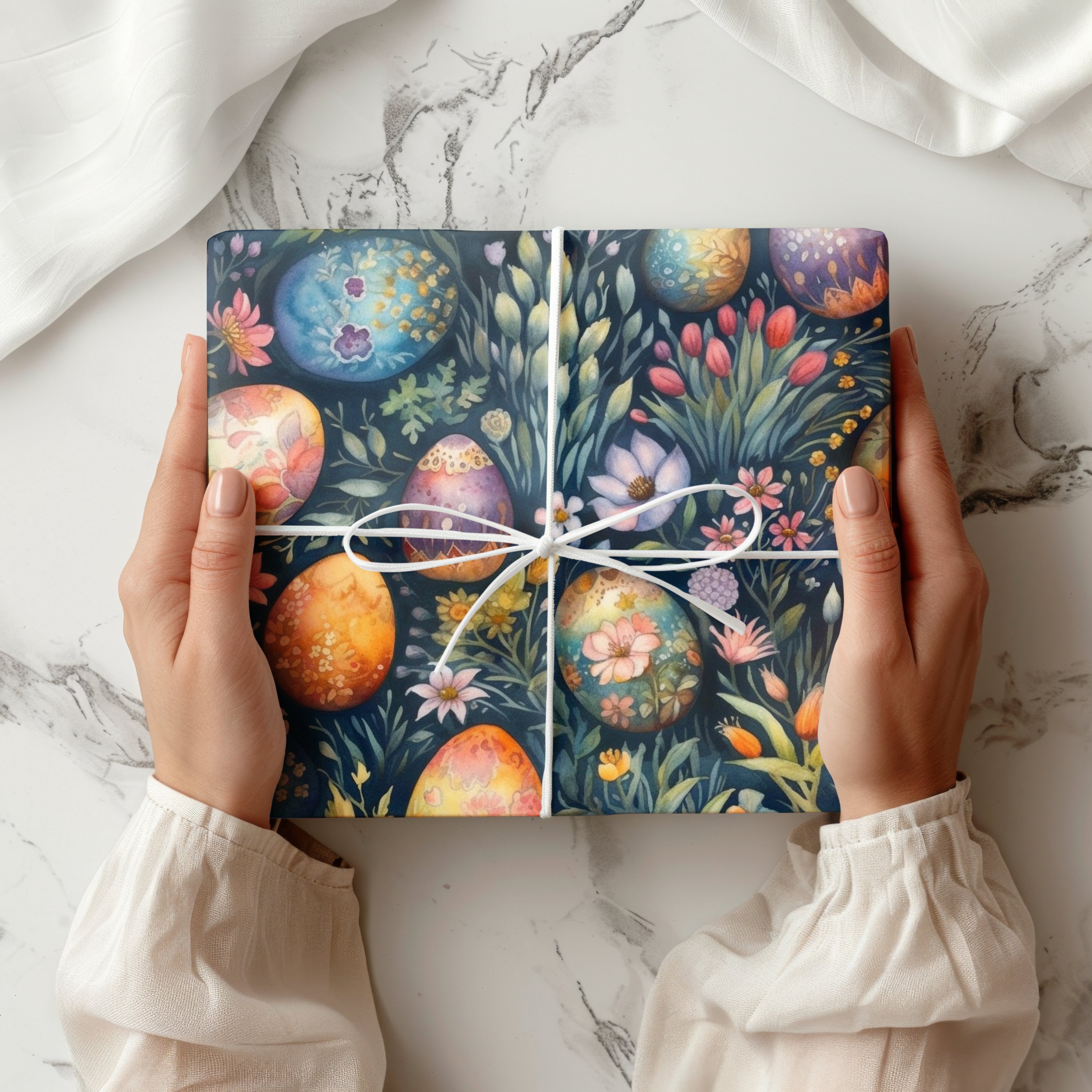 Easter Egg Flower Digital Background Easter Clipart Seamless Digital ...