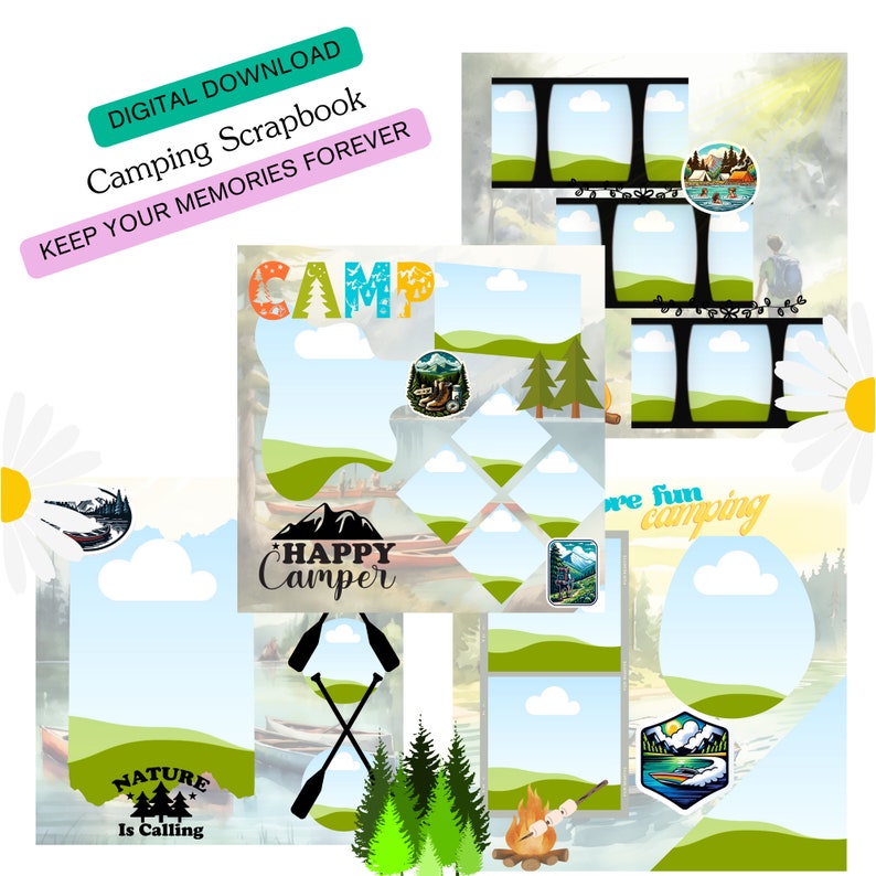 Digital Camping Scrapbook CANVA Template Family Reunion Camping Trip ...