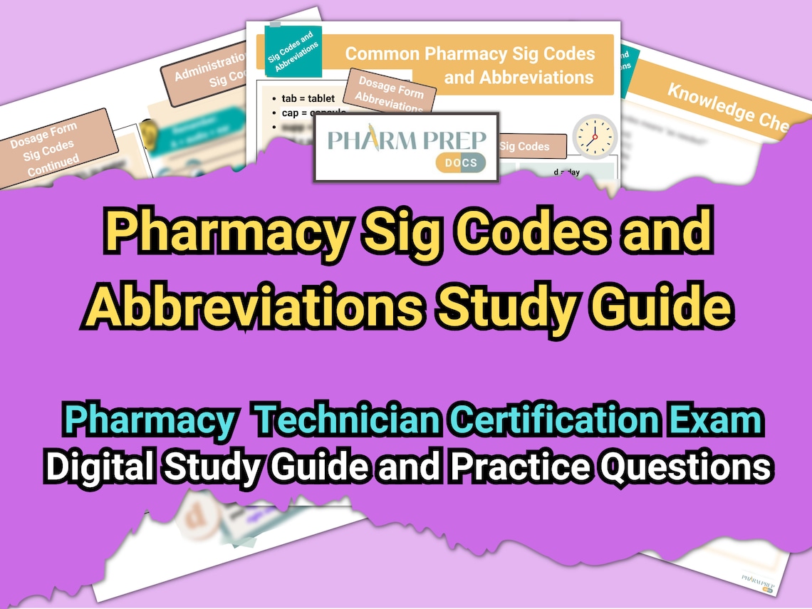 Study Guide: Medication Sig Codes and Abbreviations Pharmacy Technician ...