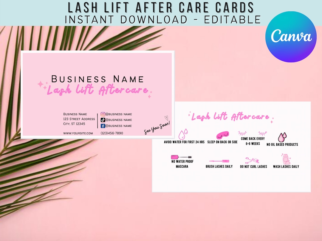 Lash Lift After Care Cards, Lash Lift, Lash Lift Client Aftercare, Lash ...