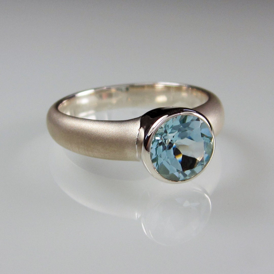 Aphrodite 7 Mm Blue Topaz Ring - Etsy