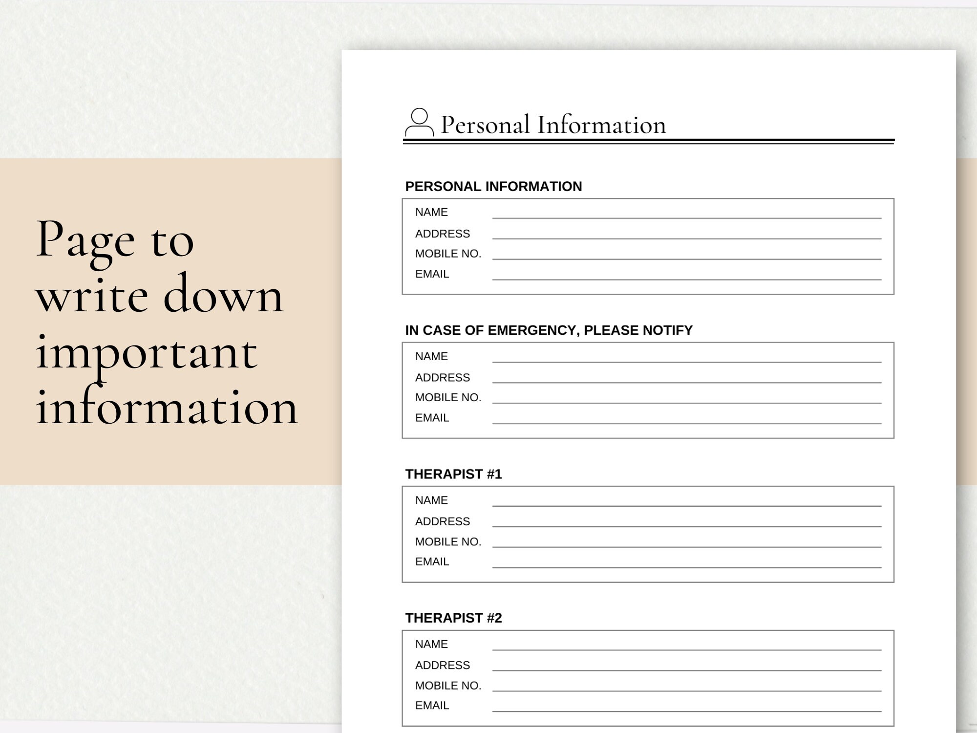 Printable Therapy Journal for Men and Women | Therapy Journal Printable ...