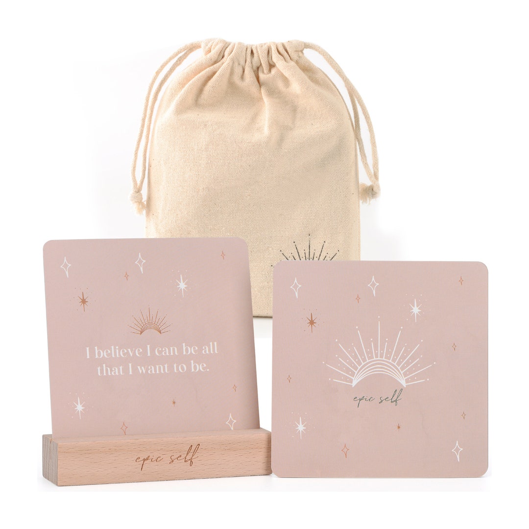 Positive Daily Cards Motivational Cards With Wooden Block - Etsy