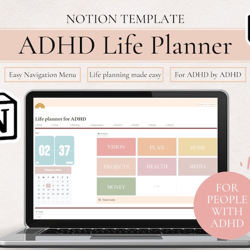 Pastel Adhd Notion Template Digital Notion ADHD Personal Life - Etsy