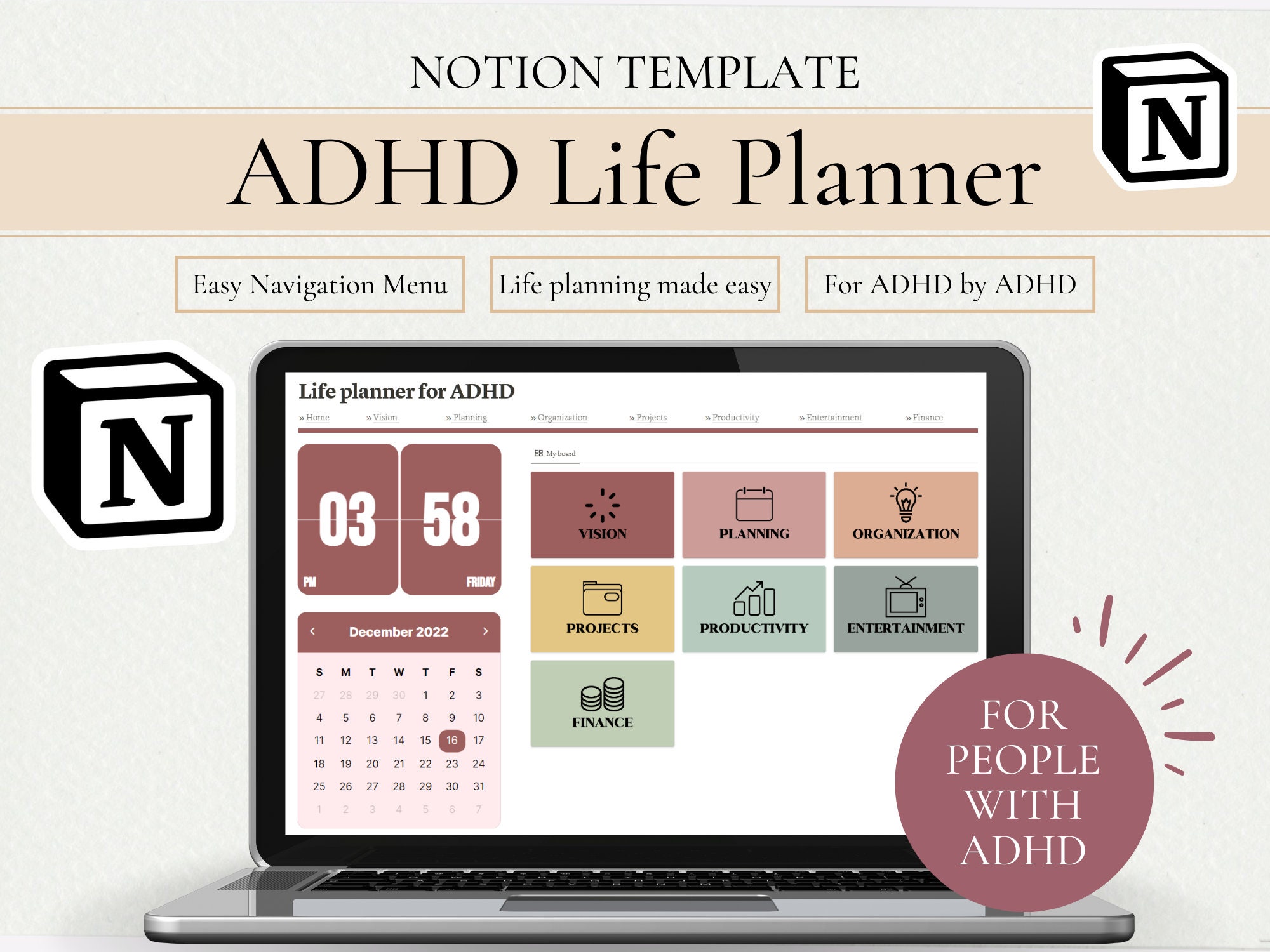 Adhd Notion Template Digital Notion ADHD Personal Life - Etsy