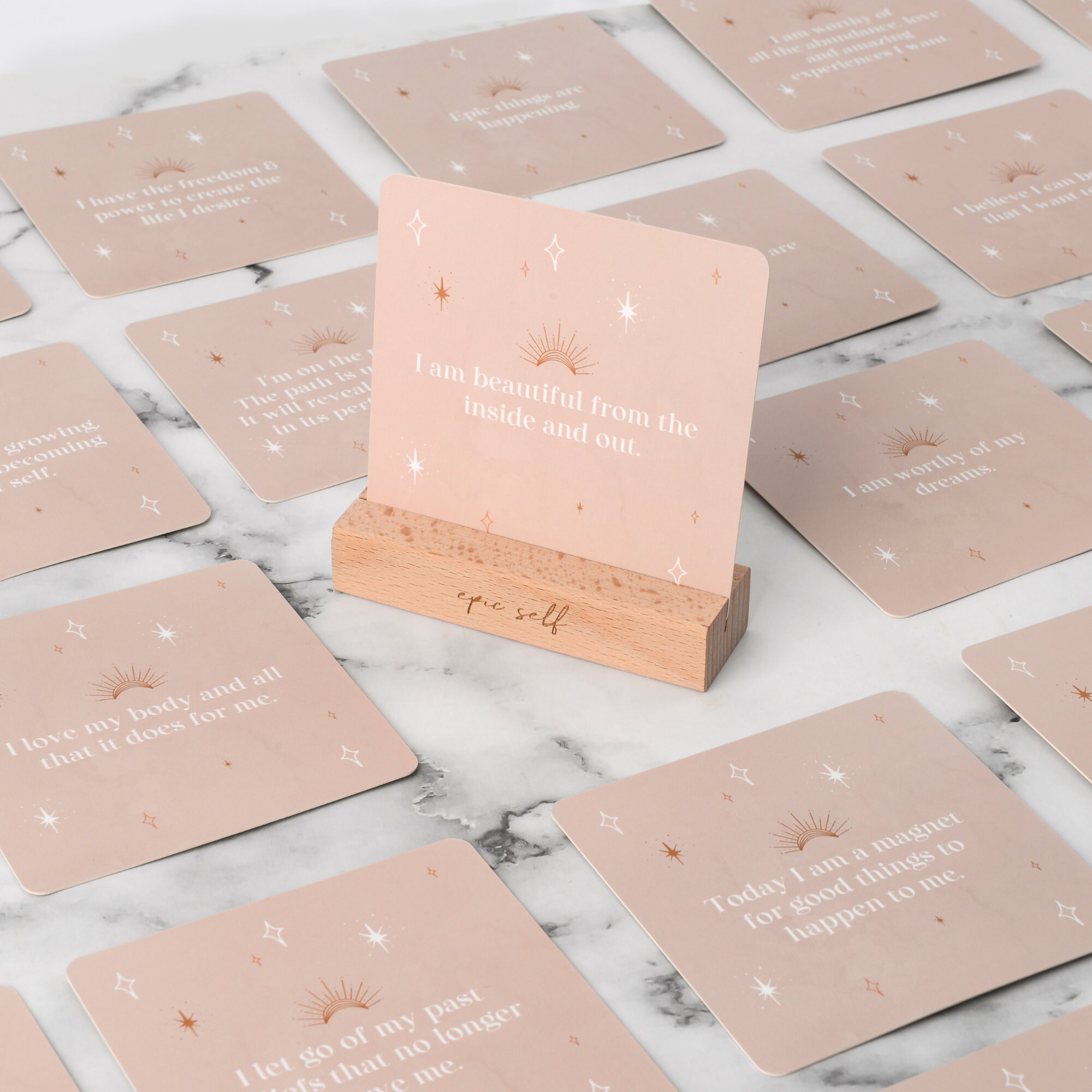 Positive Daily Cards Motivational Cards With Wooden Block - Etsy