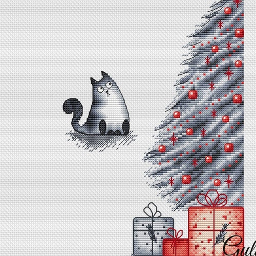 Set Christmas Cats Cross Stitch Pattern Download PDF Cute - Etsy