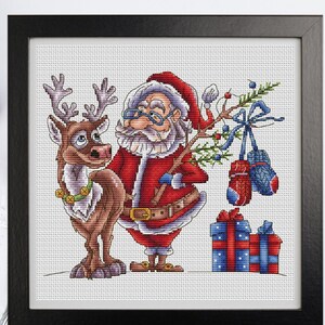 Santa With Deer Cross Stitch Pattern Christmas PDF Pattern Santa ...