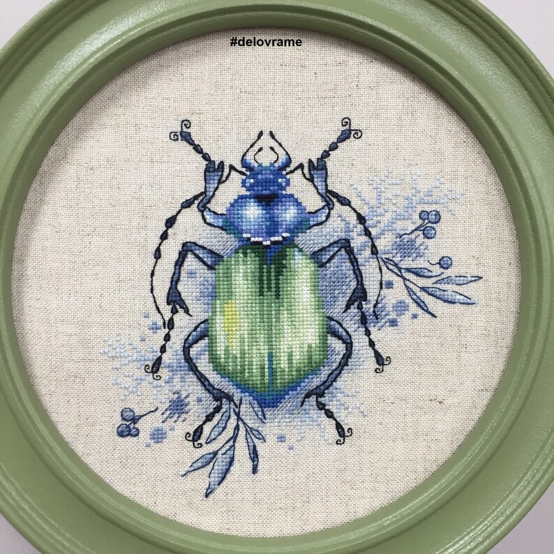 Firefly Cross Stitch Pattern Bug PDF Pattern Green Beetle - Etsy