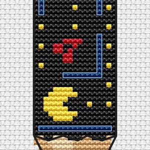 Pac-man Cross Stitch Pattern Video Game Pattern Pencil PDF Pattern Retro Game Pattern DMC Chart ...