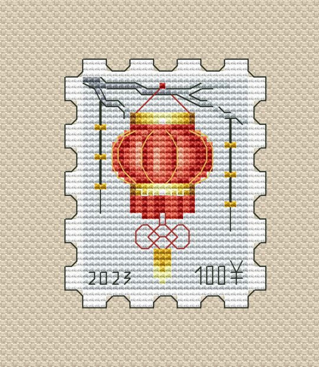 Lantern Cross Stitch Pattern Postage Stamp Pattern Small PDF Pattern ...