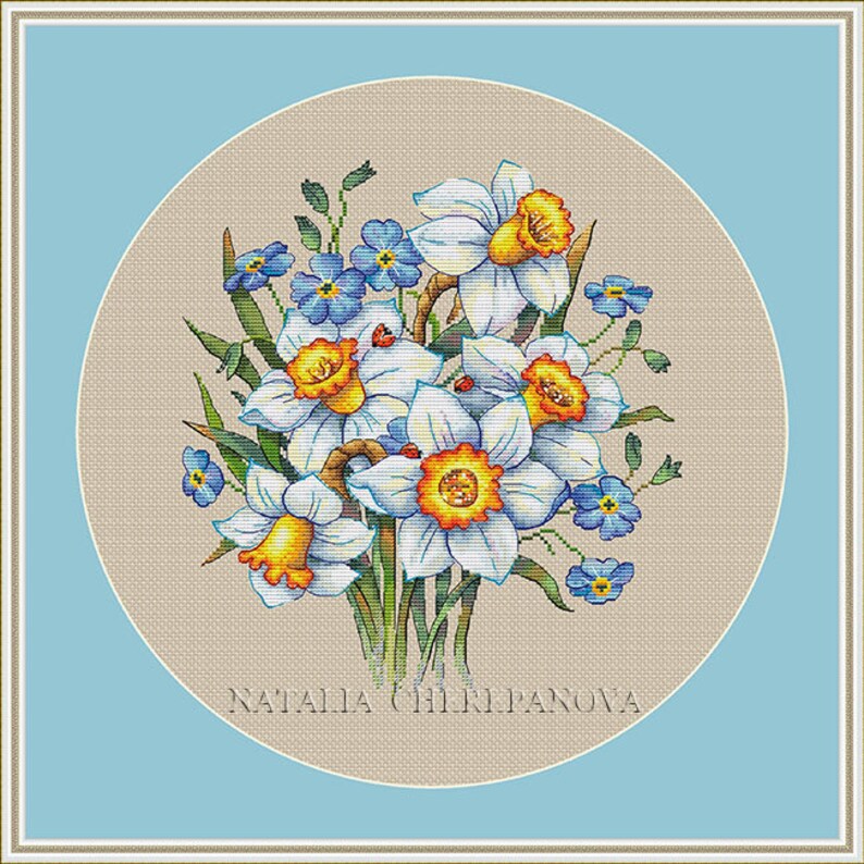 Daffodils Cross Stitch Pattern Floral Pattern PDF Flowers - Etsy