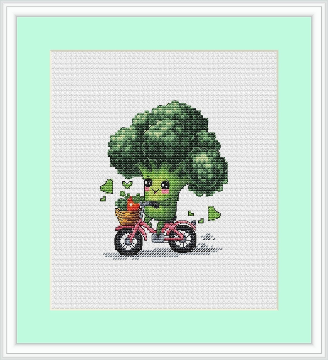 Cute Broccoli Cross Stitch Pattern Cartoon PDF Pattern Biker Pattern ...
