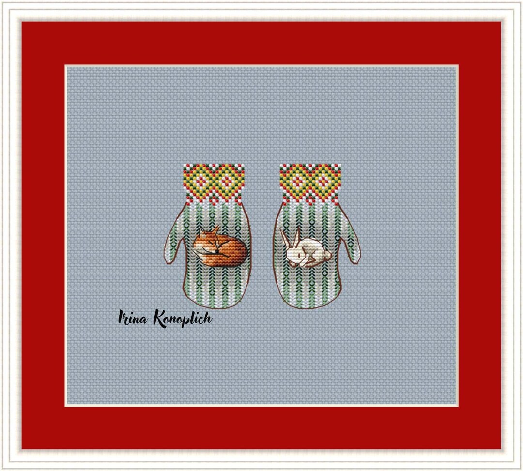 Mittens Cross Stitch Pattern Fox Pattern Bunny PDF Pattern - Etsy
