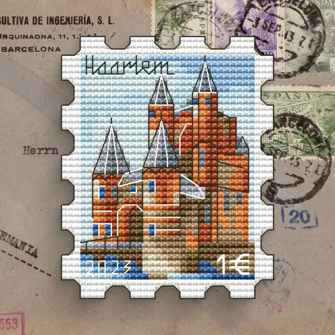 Haarlem Netherlands Cross Stitch Pattern: Postage Stamp Cityscape (PDF ...