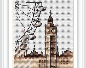 London Ferris Wheel Cross Stitch - Etsy