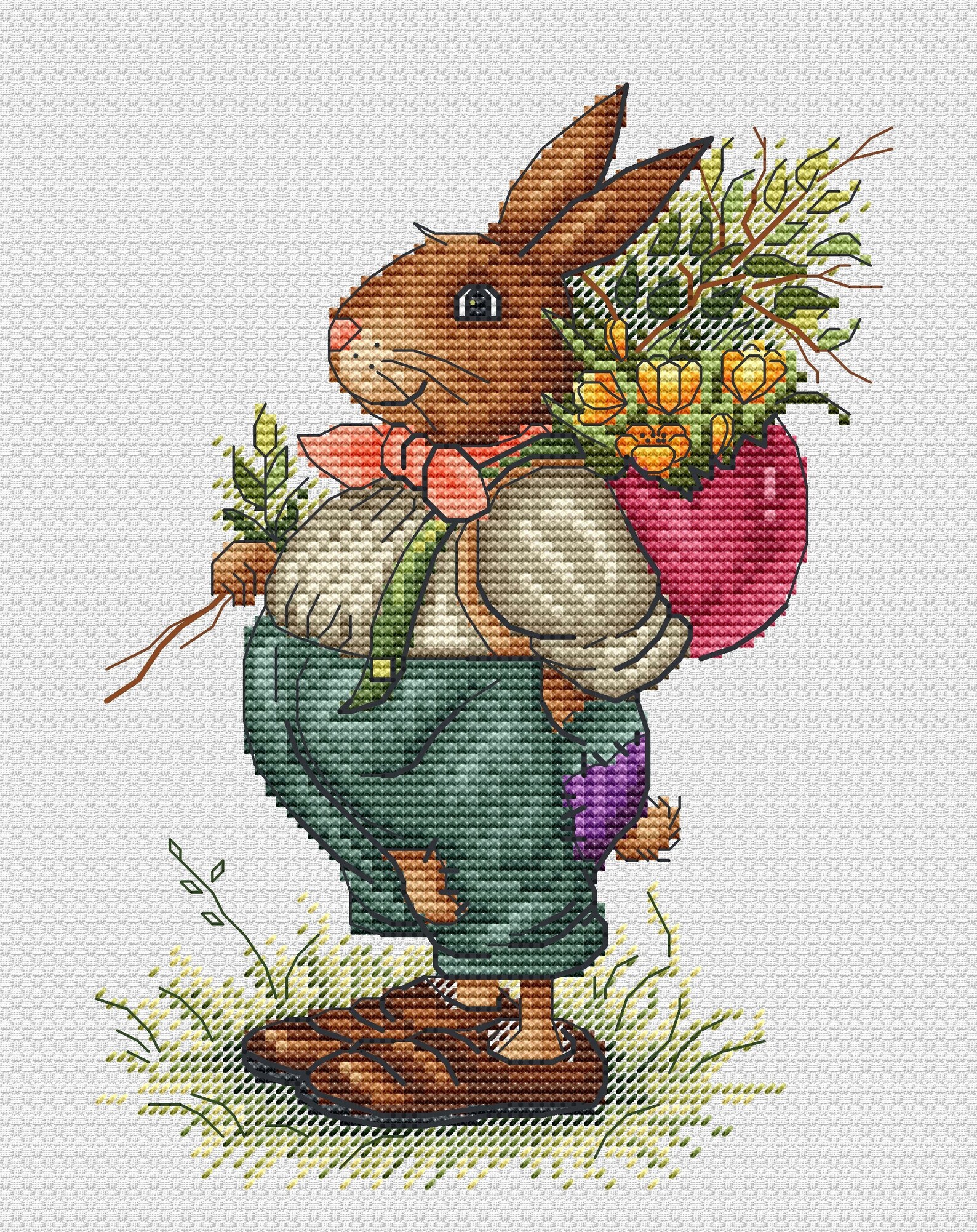 Easter Bunny Cross Stitch Pattern Bunny PDF Pattern Easter - Etsy