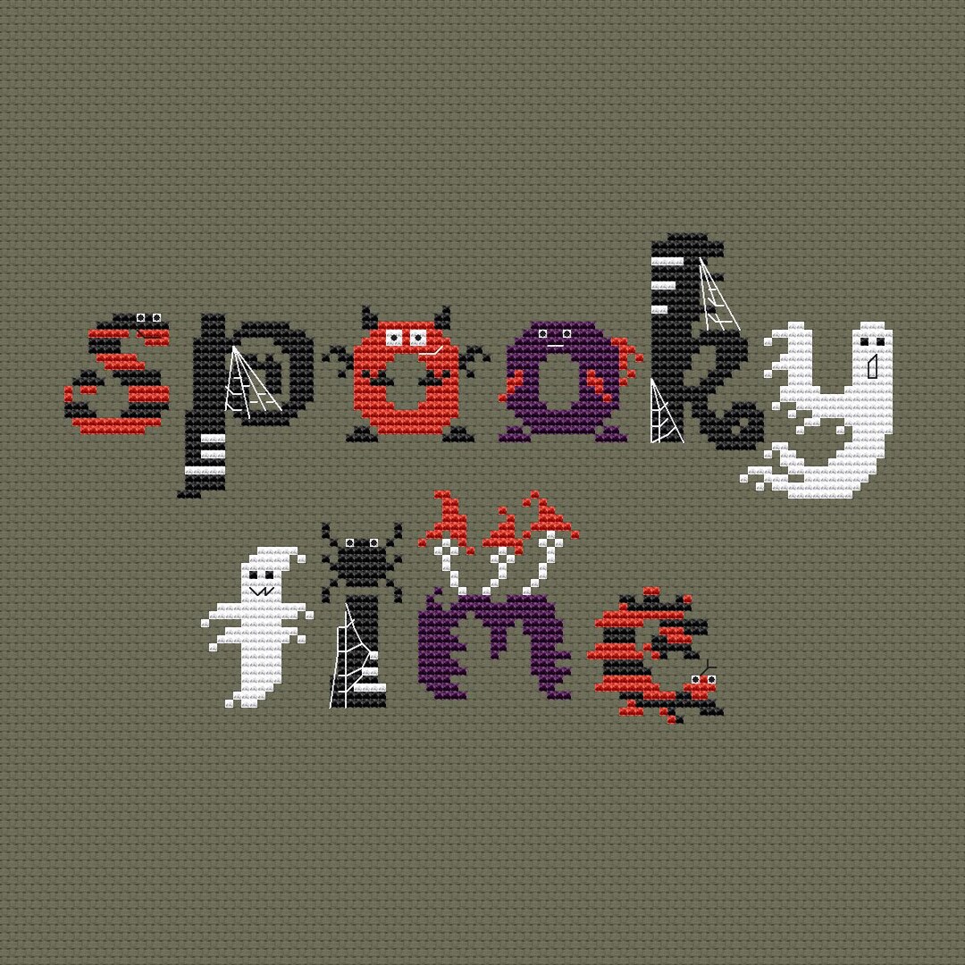 Halloween Cross Stitch Pattern Spooky Pattern Spider Embroidery Ghost ...