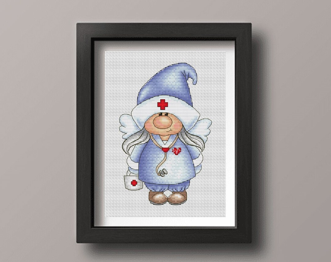 Nurse Gnome Cross Stitch Pattern Gnome Girl PDF Pattern Cute Gnome ...
