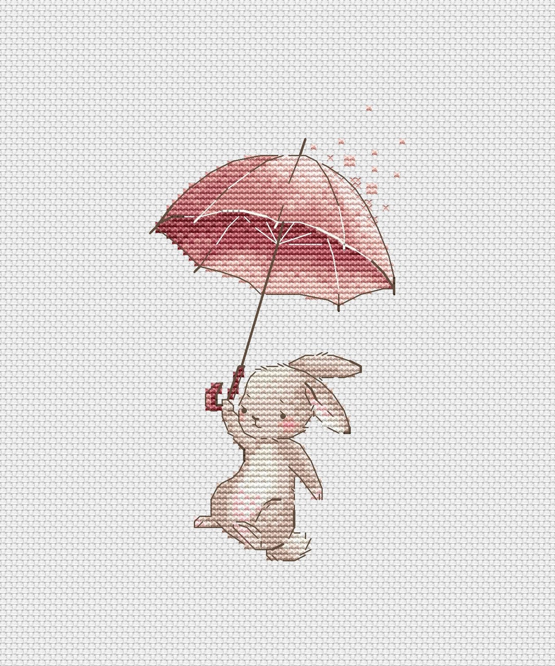 Bunny With Umbrella Cross Stitch Pattern Fantasy Pattern Cute Bunny ...