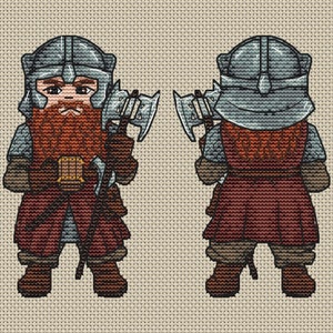 Dwarf Cross Stitch Pattern Warrior Pattern Fantasy Pattern Middle-earth ...