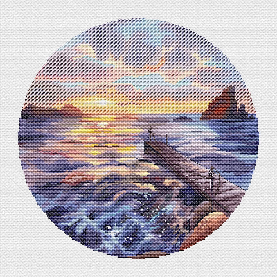 Pier Cross Stitch Pattern Sea Shore Pattern PDF Sea Coast Embroidery ...