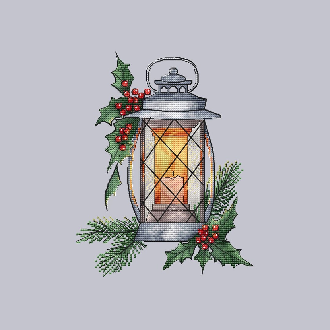 Christmas Lantern Cross Stitch Pattern Christmas Pattern Holly ...
