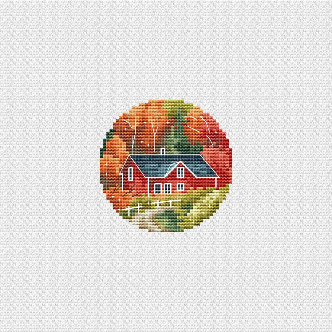 Autumn House Cross Stitch Pattern Autumn Pattern Fall PDF Pattern ...