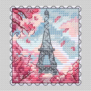Eiffel Tower Cross Stitch Pattern Postage Stamp Pattern Paris PDF ...