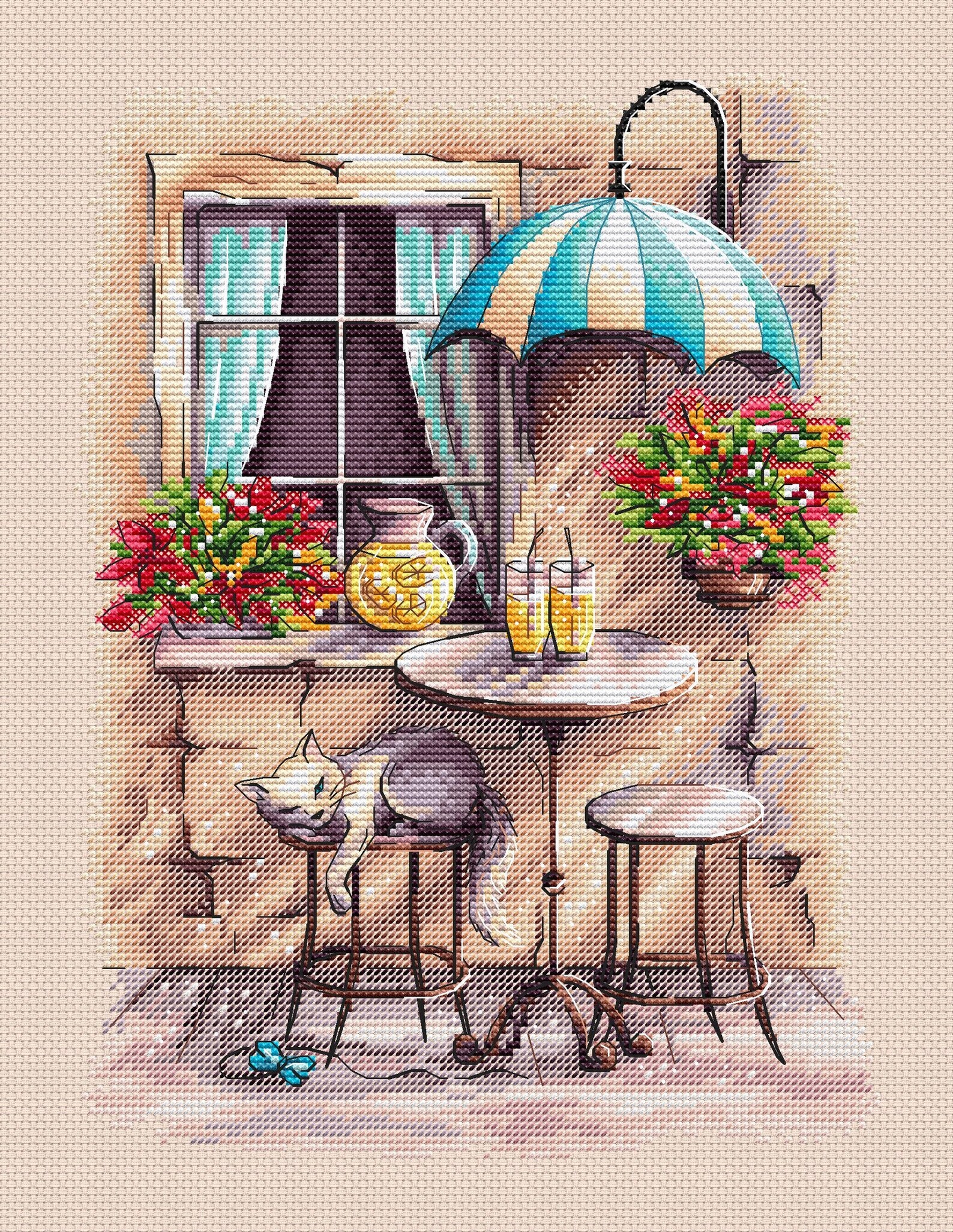 Catnap Cross Stitch Pattern Cafe Pattern Cute Cat PDF Pattern - Etsy