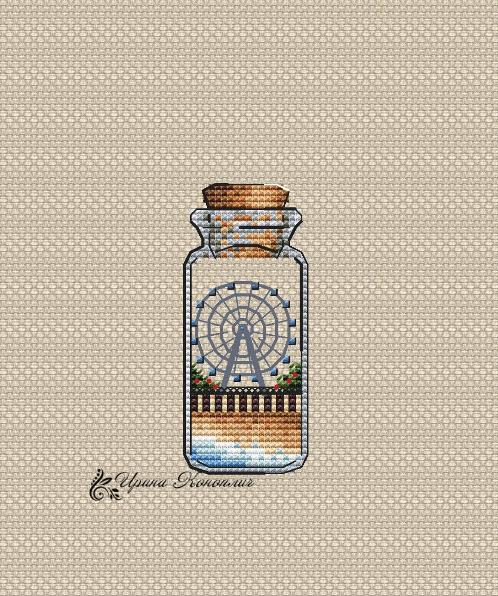 Ferris Wheel Cross Stitch Pattern Bottle Pattern Amusement - Etsy