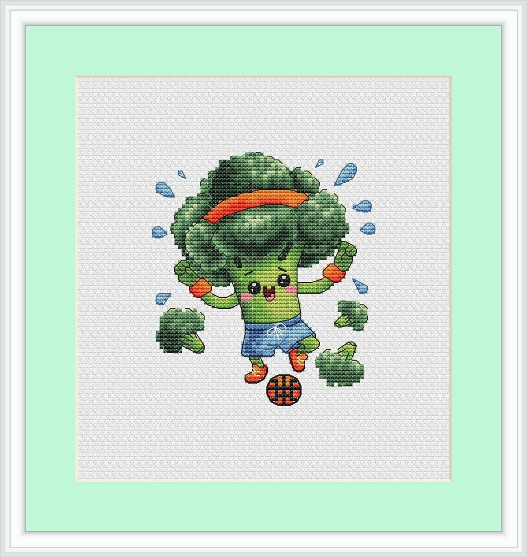 Broccoli Cross Stitch Pattern Cartoon PDF Pattern Athlete Pattern Cute ...